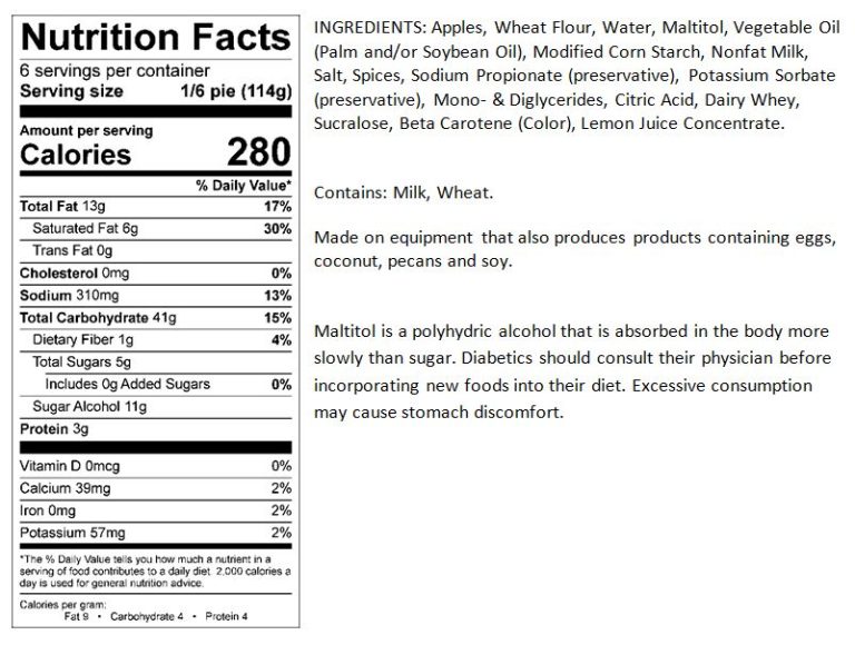 8-inch No Sugar Added Apple Dessert Pie - Table Talk Pies